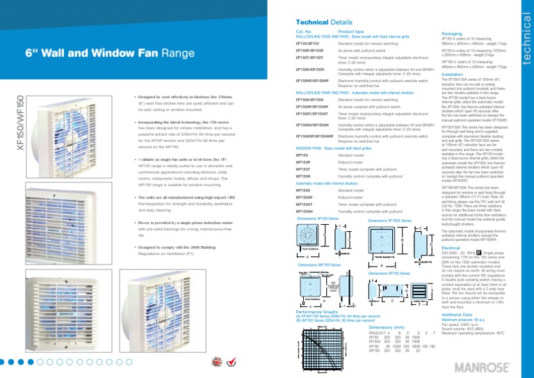 6" Wall and Window Manrose Fan Range, 6 Inch Manrose Fans | PDF | Timer ...