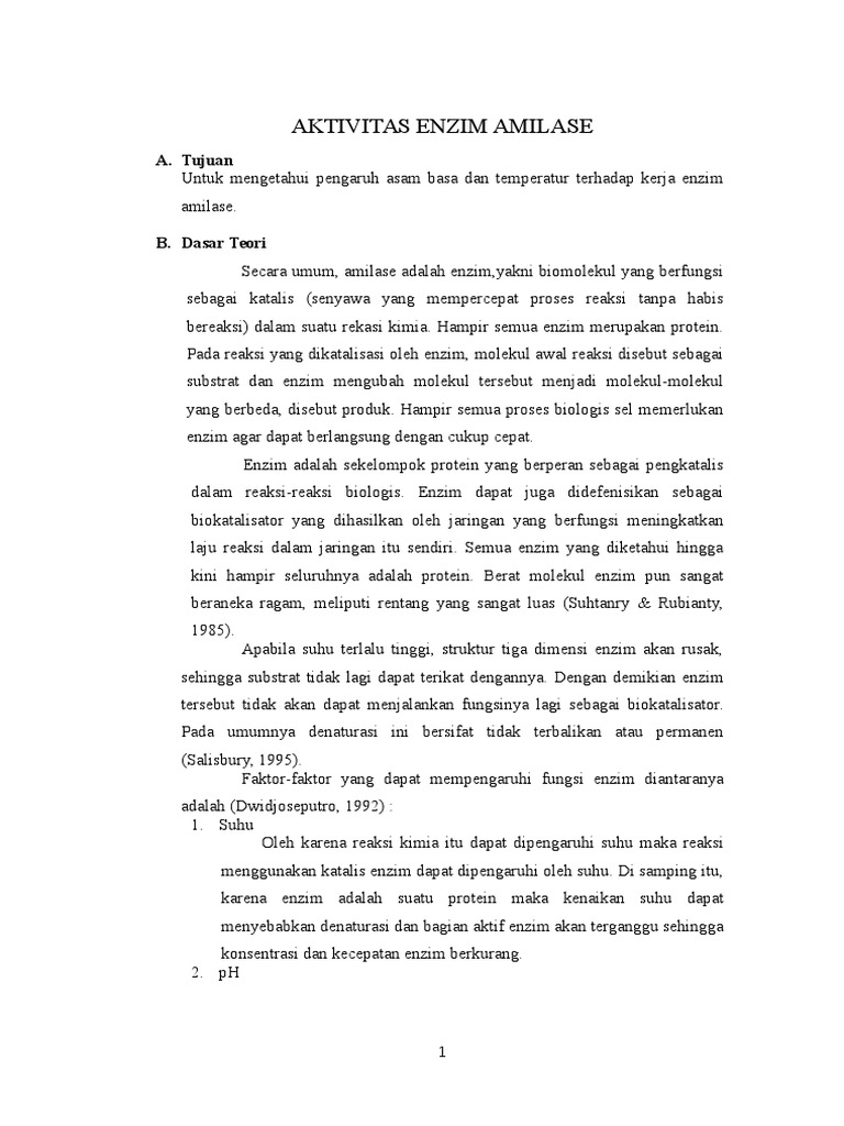 Aktivitas Enzim Amilase | PDF