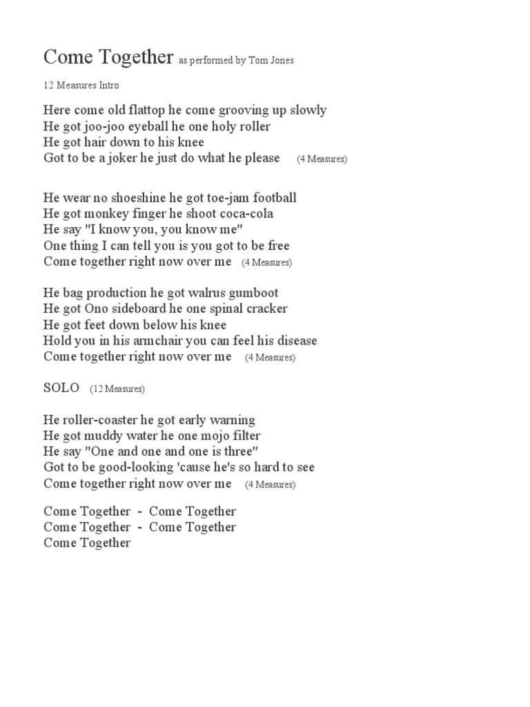 Come Together Lyrics PDF | PDF