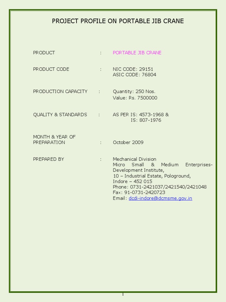 Project Report - Jib Crane Manufacturing | PDF | Metal Fabrication ...