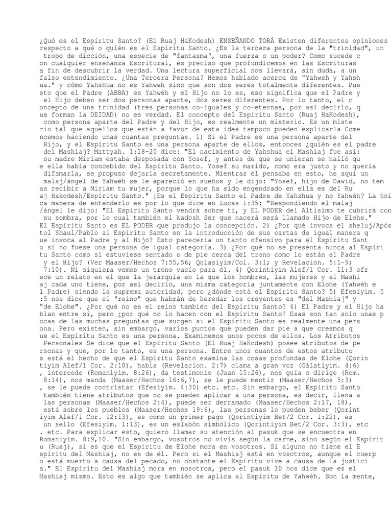 ¿Qué Es El Espíritu Santo (El Ruaj HaKodesh) | PDF | espíritu Santo ...
