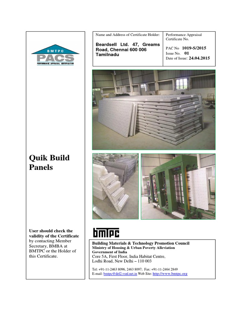 33 PACS Quick Build Panels | PDF | Framing (Construction) | Concrete