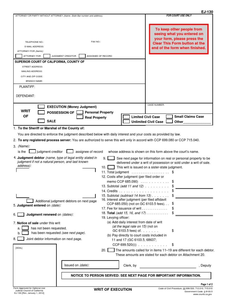 Ej 130 Fillable Form - Printable Forms Free Online Ej 130 Fillable Form - Printable Forms Free Online