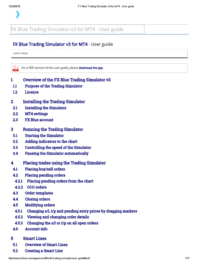 FX Blue Trading Simulator v3 For MT4 - User Guide | PDF | Order ...