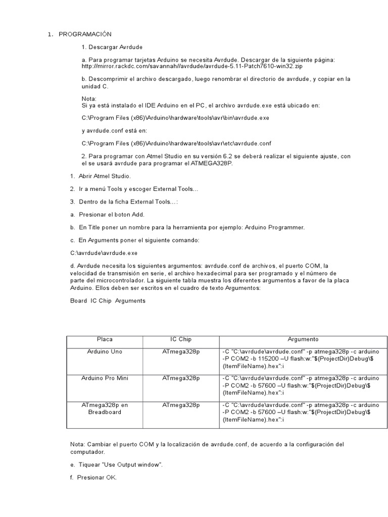 Anexo - Programación Con AVRDUDE en Atmel Studio | PDF | Arduino | Áreas de informática