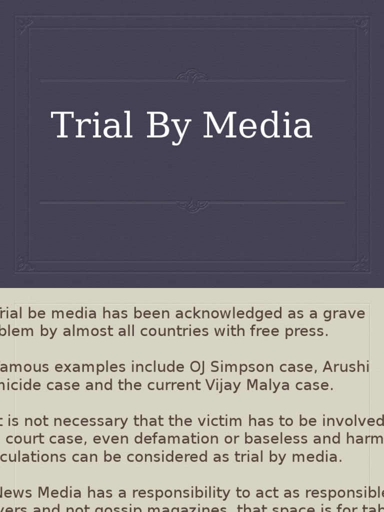 Trial by Media | News Media | Public Law