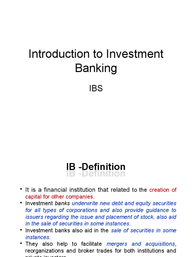 Introduction To Investment Banking | PDF | Investment Banking ...