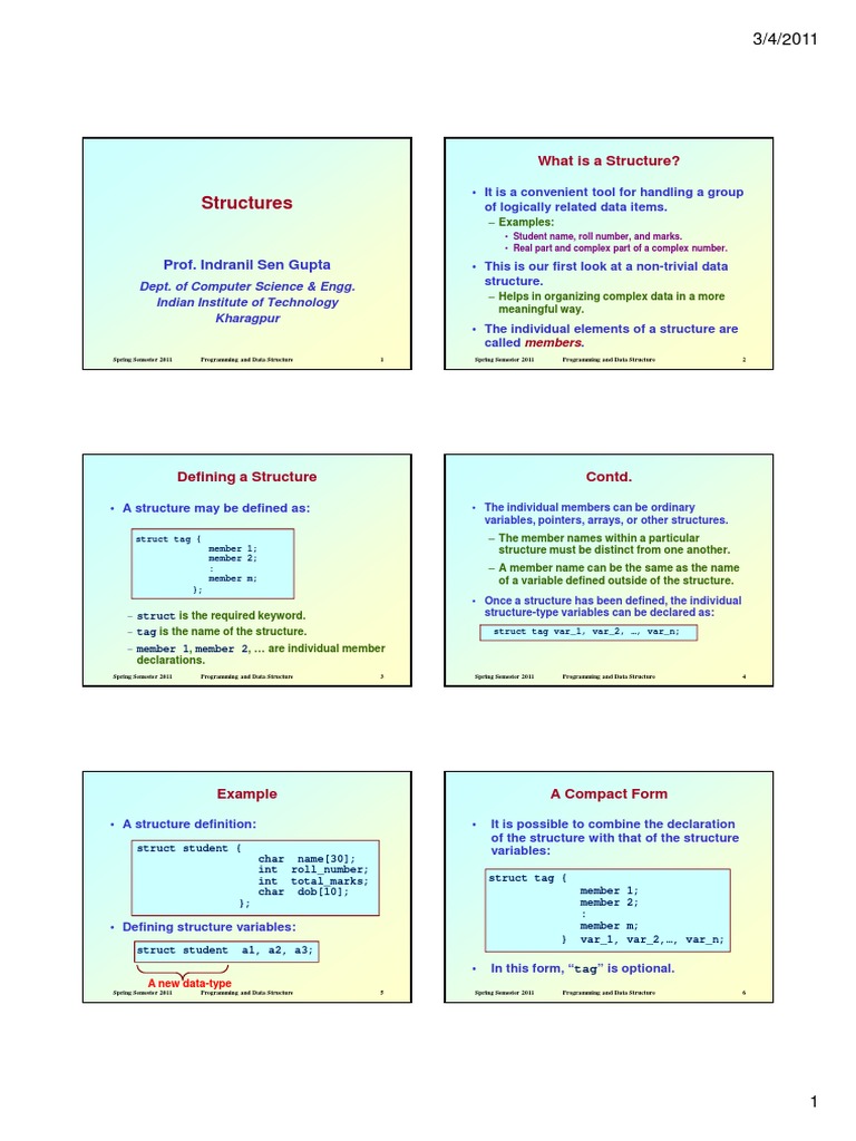 Structures: What Is A Structure? | PDF | Data Structure | Function ...
