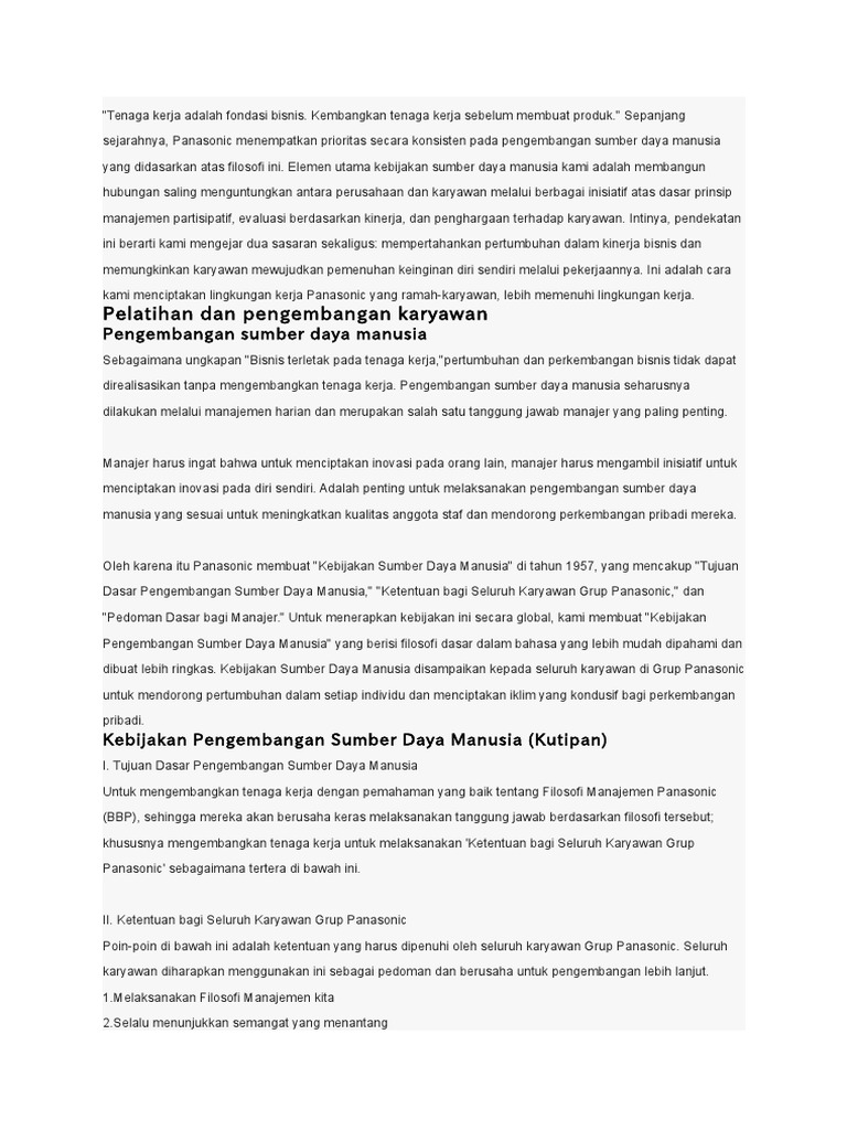 Visi Misi Panasonic | PDF
