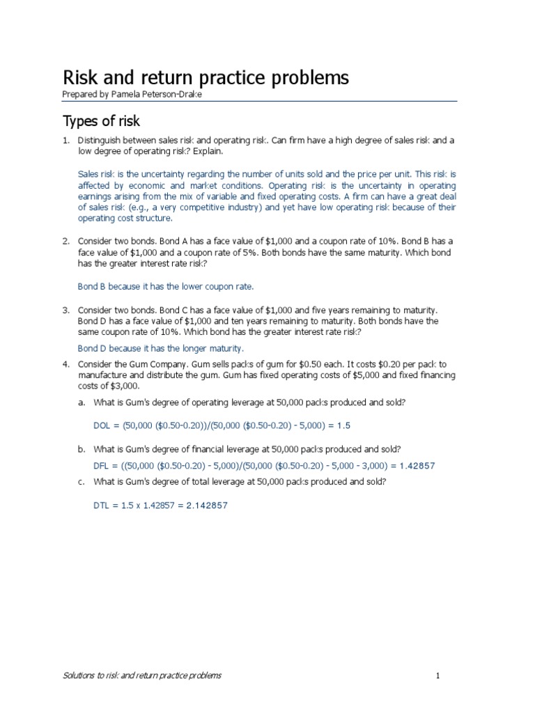 RR Problems Solutions PDF | PDF | Beta (Finance) | Bonds (Finance)