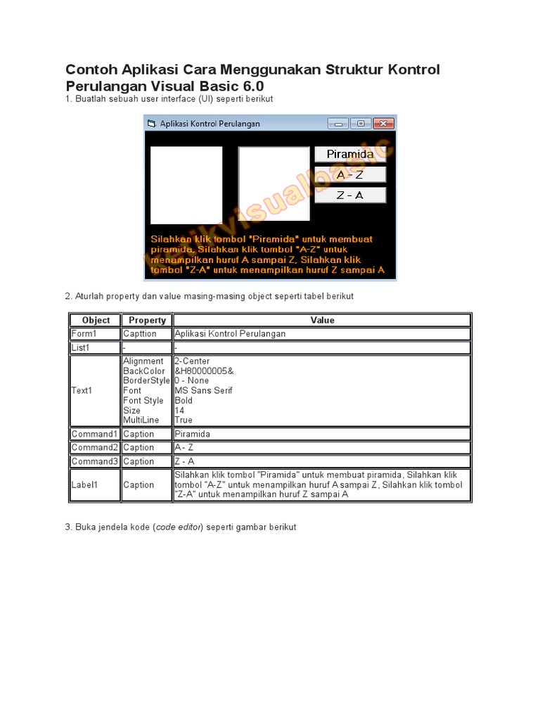 Aplikasi Struktur Kontrol Perulangan VB | PDF | Metode & Bahan Ajar | Komputer