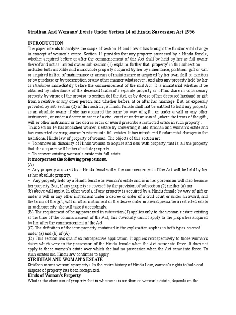Stridhan and Women Estate | PDF | Property | Marriage