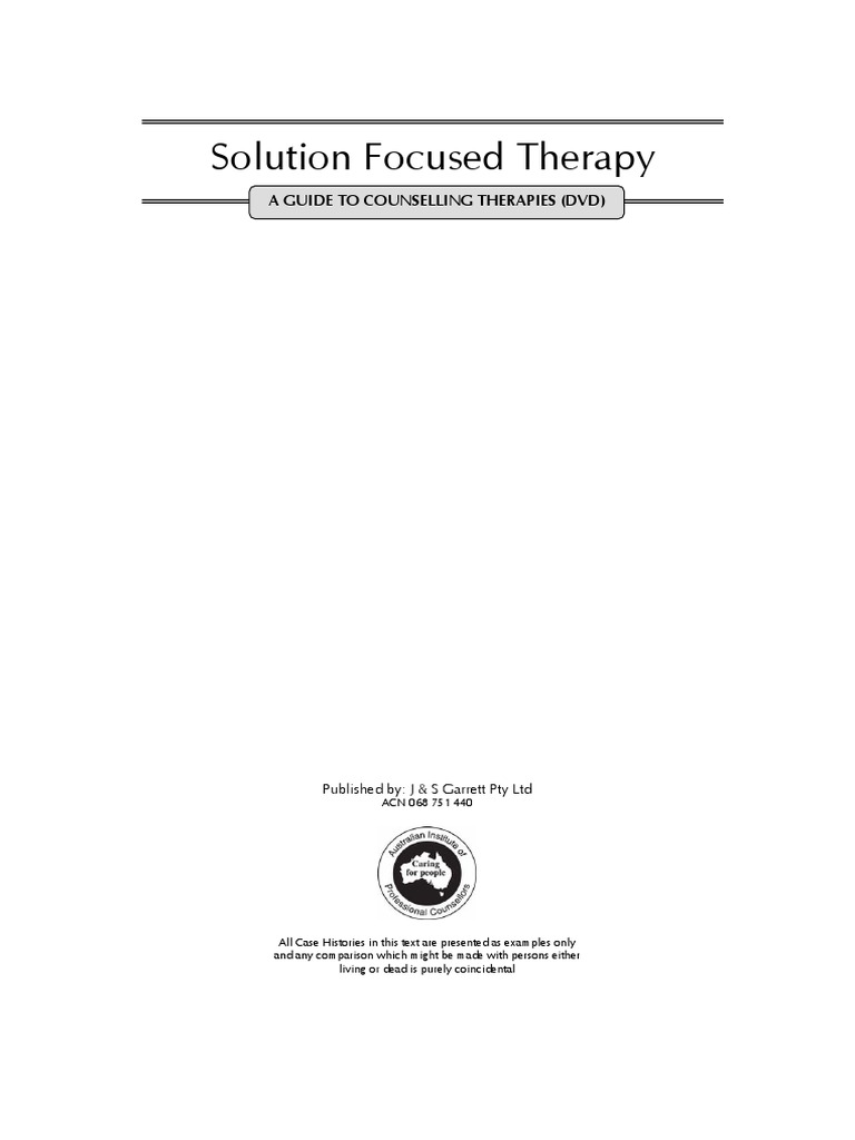 Solution Focused Therapy | PDF | Solution Focused Brief Therapy ...