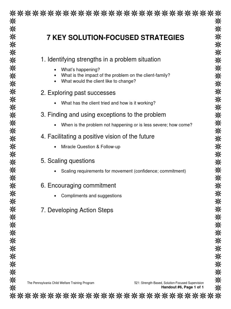 7 Key Solution-Focused Strategies: 1. Identifying Strengths in A ...