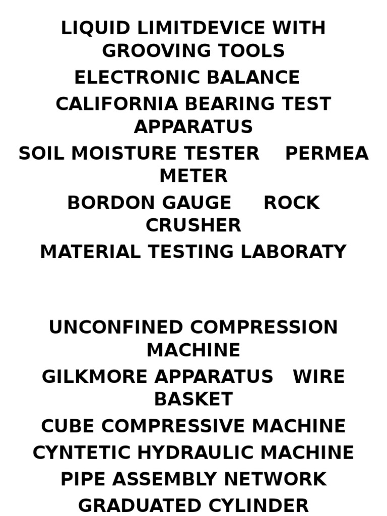 Comprehensive Material Testing Equipment | PDF
