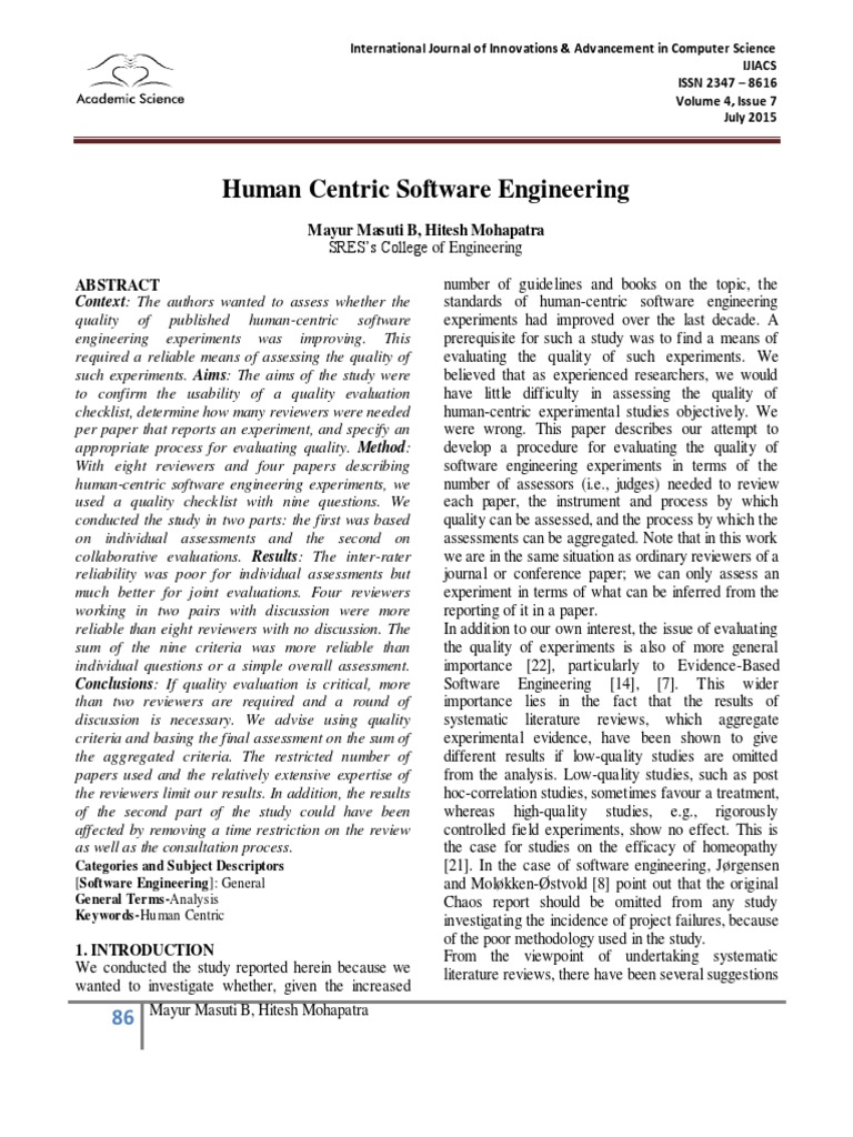 Human Centric Software Engineering PDF | PDF