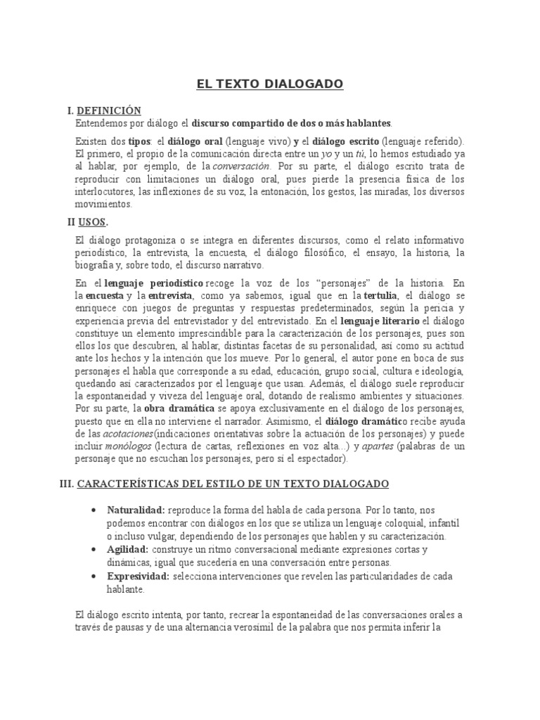 El Texto Dialogado 1 | PDF | Diálogo | Conversacion