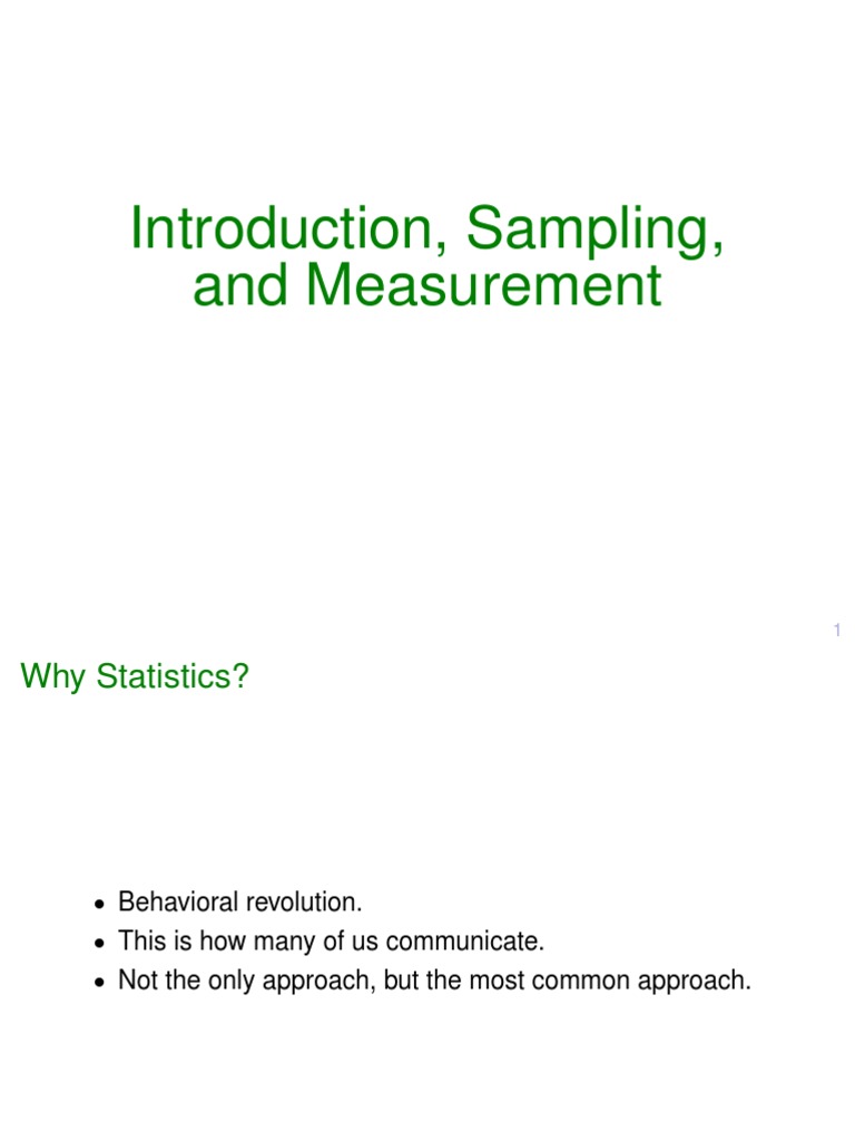 Introduction, Sampling, and Measurement | PDF | Level Of Measurement ...