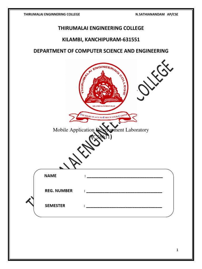 CS6611 Mobile Application Development Lab | Download Free PDF | String ...