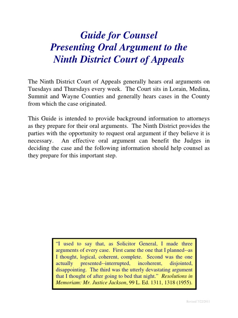 Oral Arguement | PDF | Brief (Law) | Courtroom