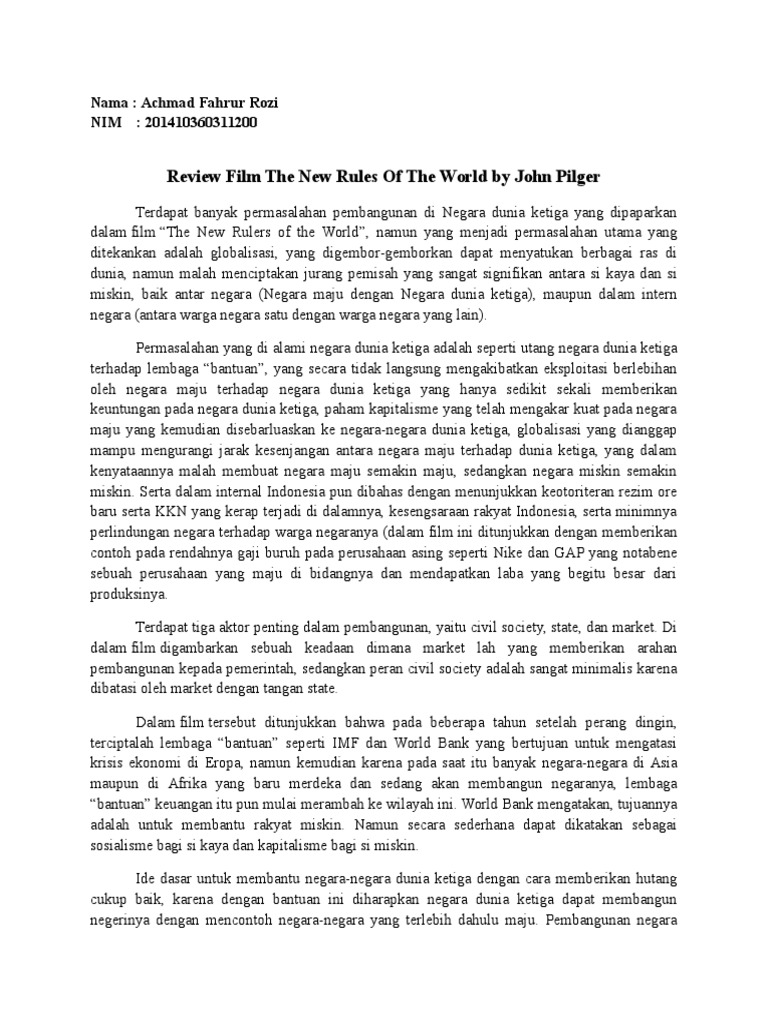 Review Film: The New Rules of the World | PDF | Politik