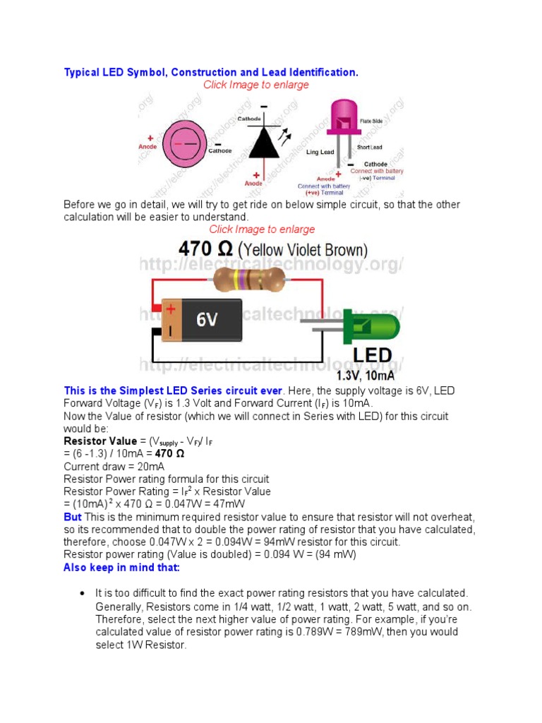 Typical LED Symbol | PDF | Series And Parallel Circuits | Resistor