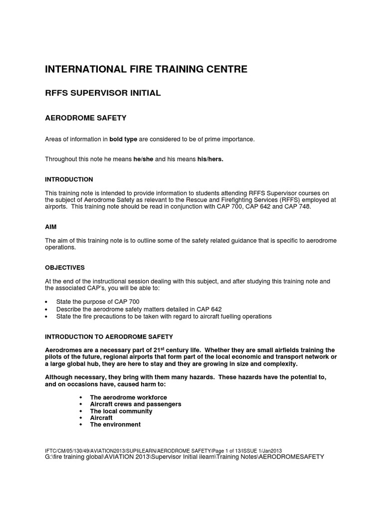 RFFS Aerodrome Safety | PDF | Airport | Aerodrome