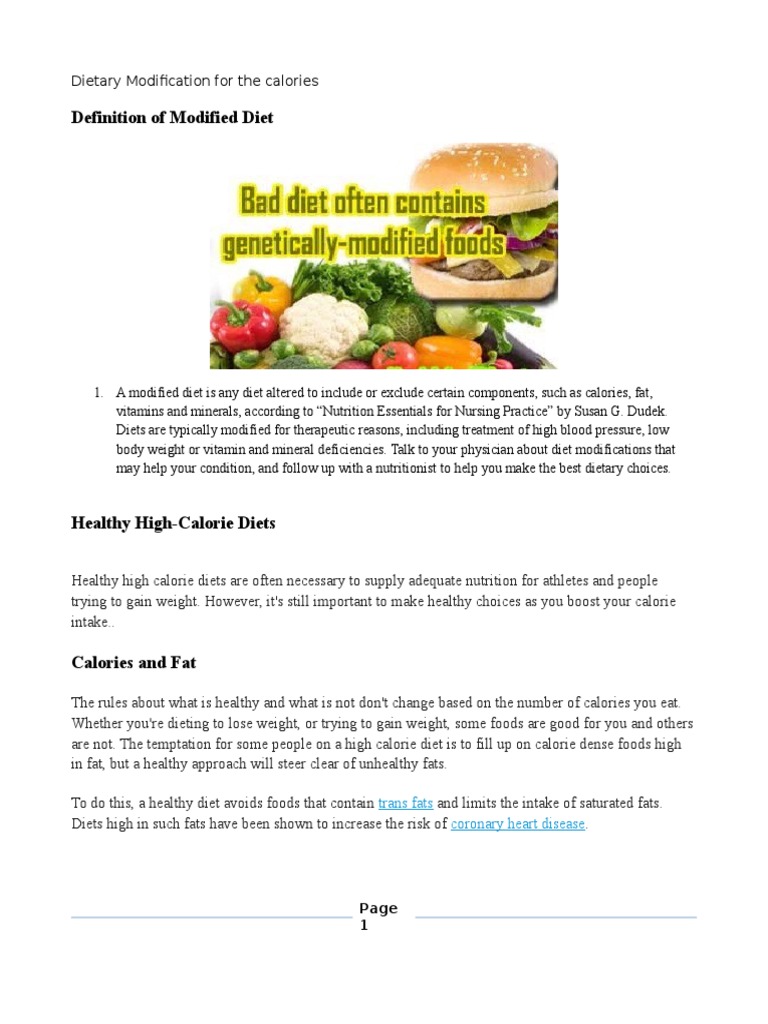 Definition of Modified Diet | PDF | Calorie Restriction | Dieting