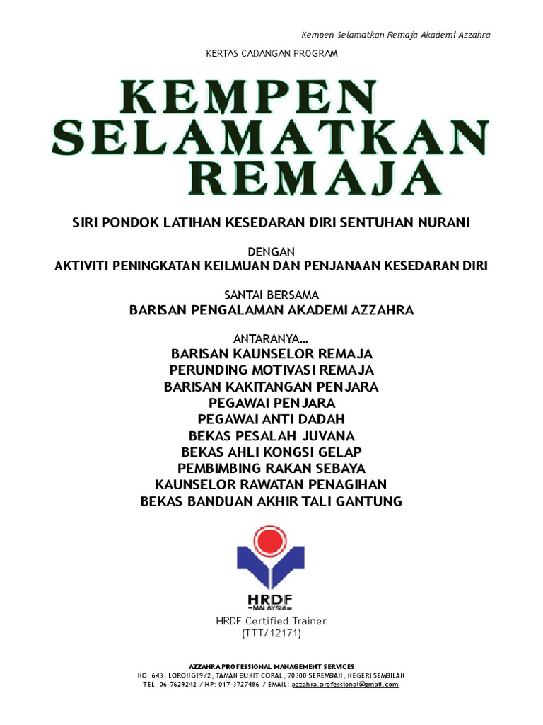Kempen Kesedaran Remaja Azzahra | PDF | Karier & Perkembangan