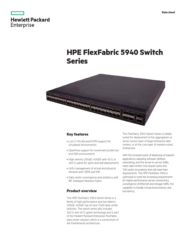 Hpe Flexfabric 5940 Switch Series: Key Features | PDF