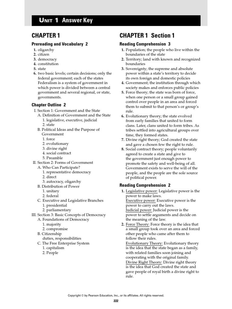 Govt Unit01 Answer Key | PDF | Thirteen Colonies | United States ...