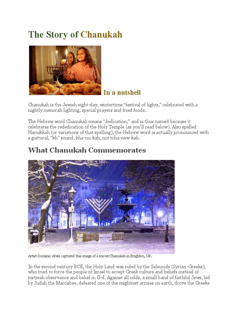 Summary of the Chanukah Story | PDF | Hanukkah | Temple In Jerusalem