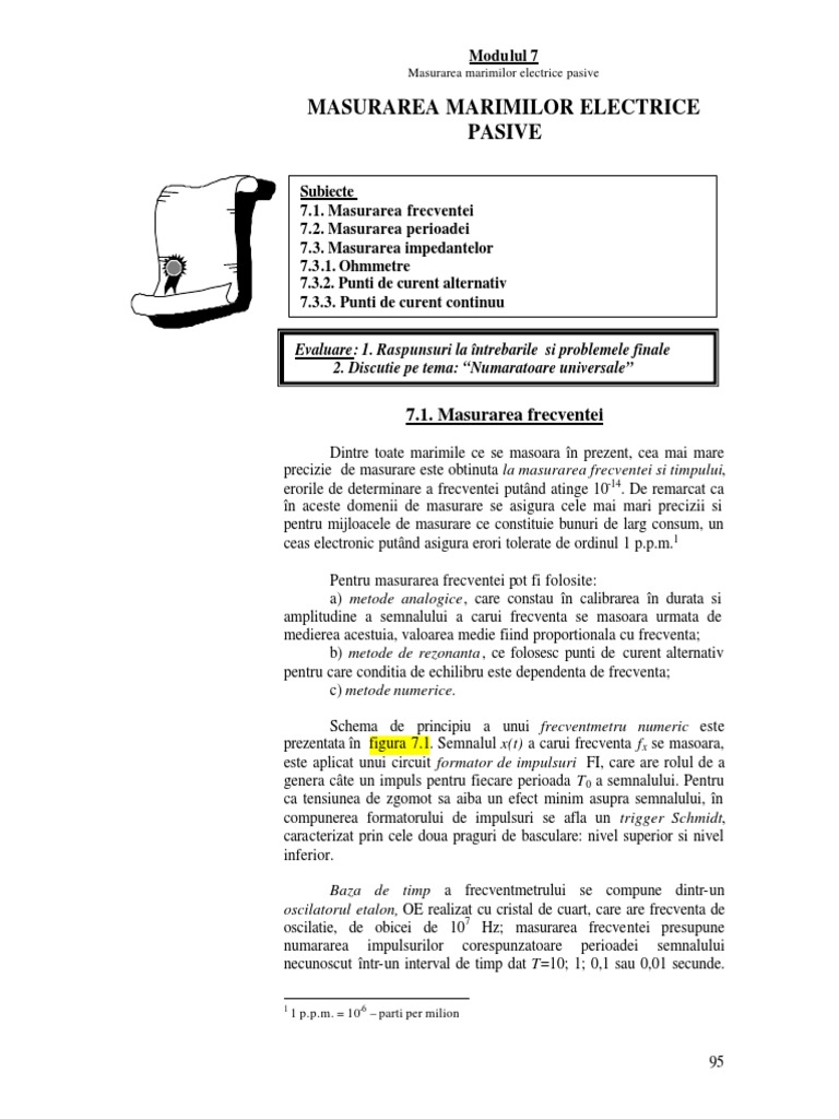 Masurarea Marimilor Electrice Pasive PDF | PDF