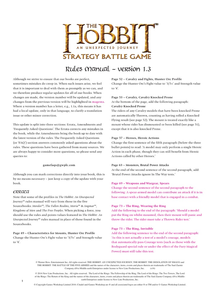 LotR Rules Manual v1.3 Pg 4 1 | Middle Earth | The Lord Of The Rings