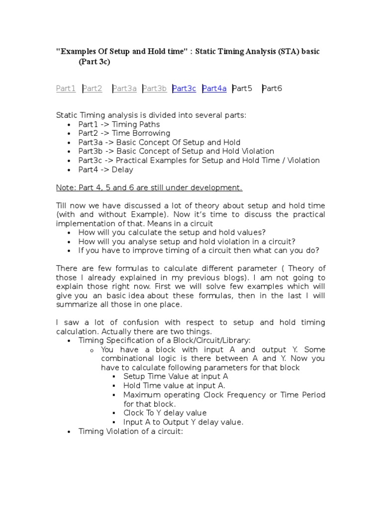 Examples of Setup and Hold Time | Download Free PDF | Electronic ...