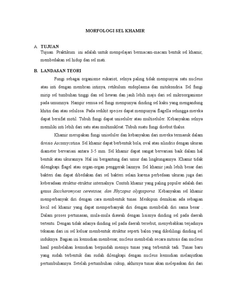Morfologi Sel Khamir Saccharomyces | PDF