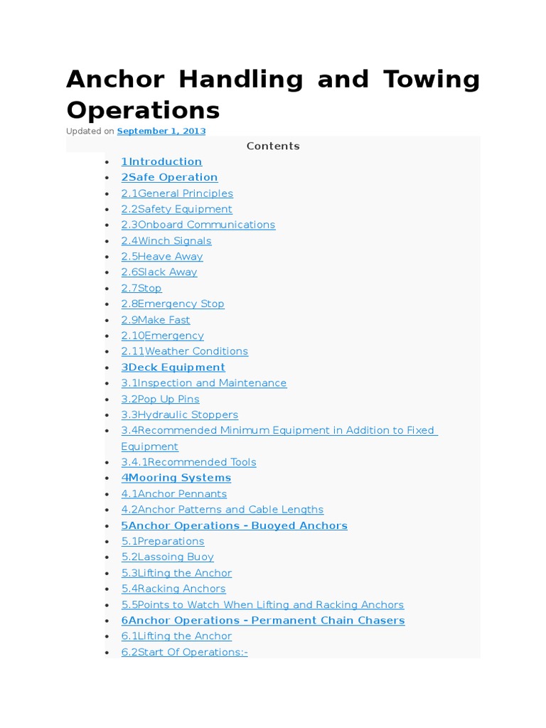 Anchor Handling and Towing Operations | PDF | Anchor | Wire