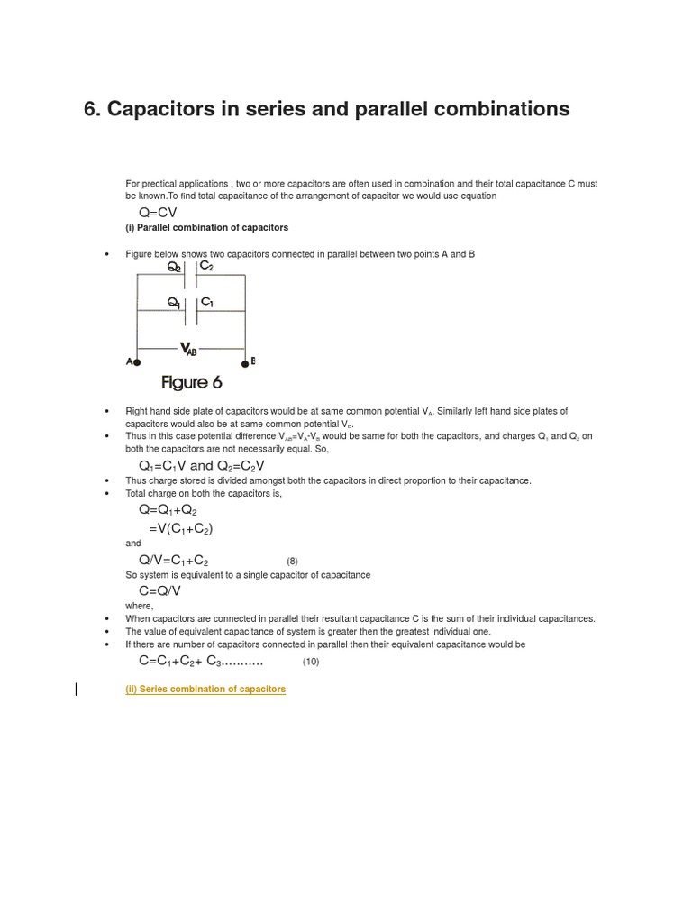 Capacitors in Series and Parallel Combinations | PDF