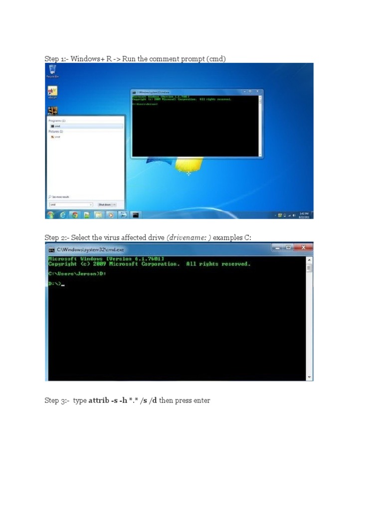 Step 1:-Windows+ R - Run The Comment Prompt (CMD) | PDF | Computer ...