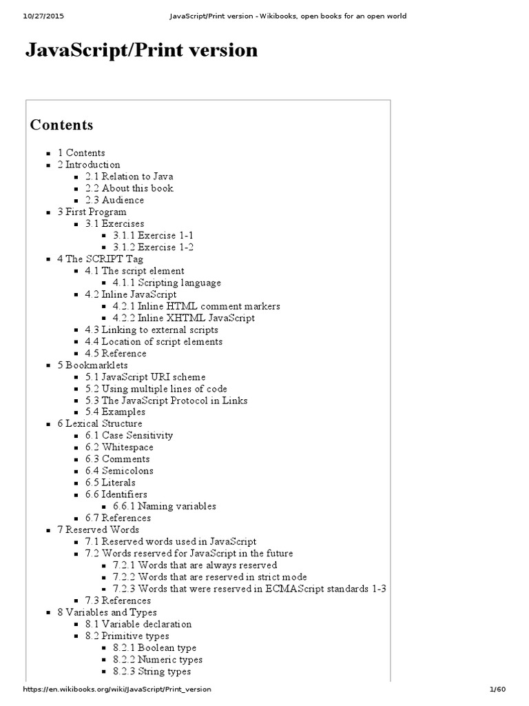 JavaScript Print Version - Wikibooks Open Books For An Open World PDF | PDF | Java Script | Html ...