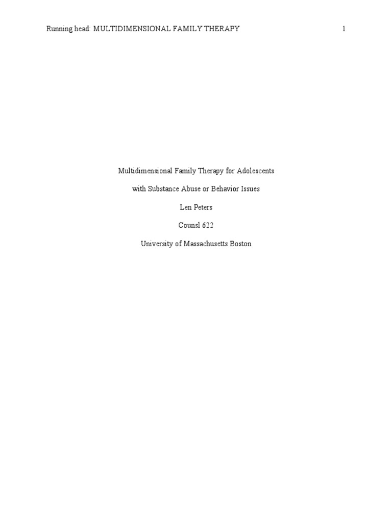 Multidimensional Family Therapy - Working With Adolescents | PDF ...