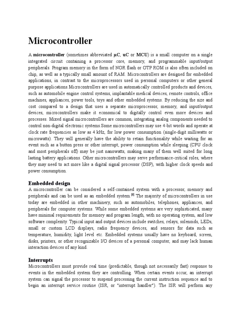 Microcontroller: Embedded Design | PDF | Microcontroller | Embedded System