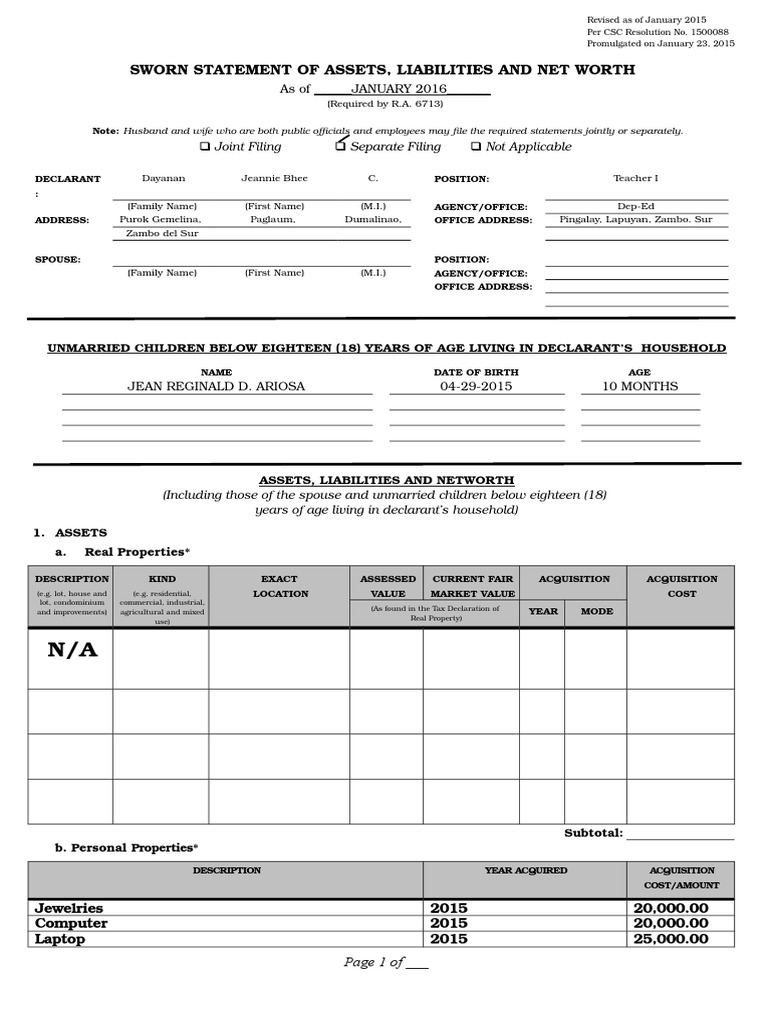 2016 Saln Form | Economies | Business