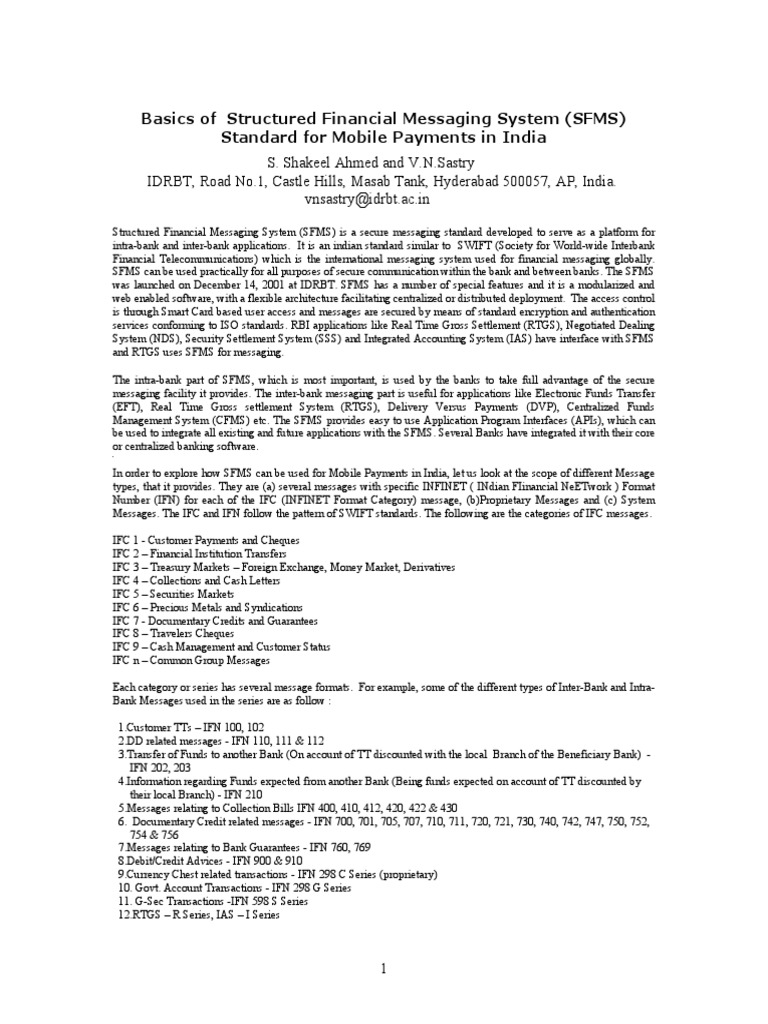 Basics of SFMS Standards PDF | PDF | Online And Offline | Banking
