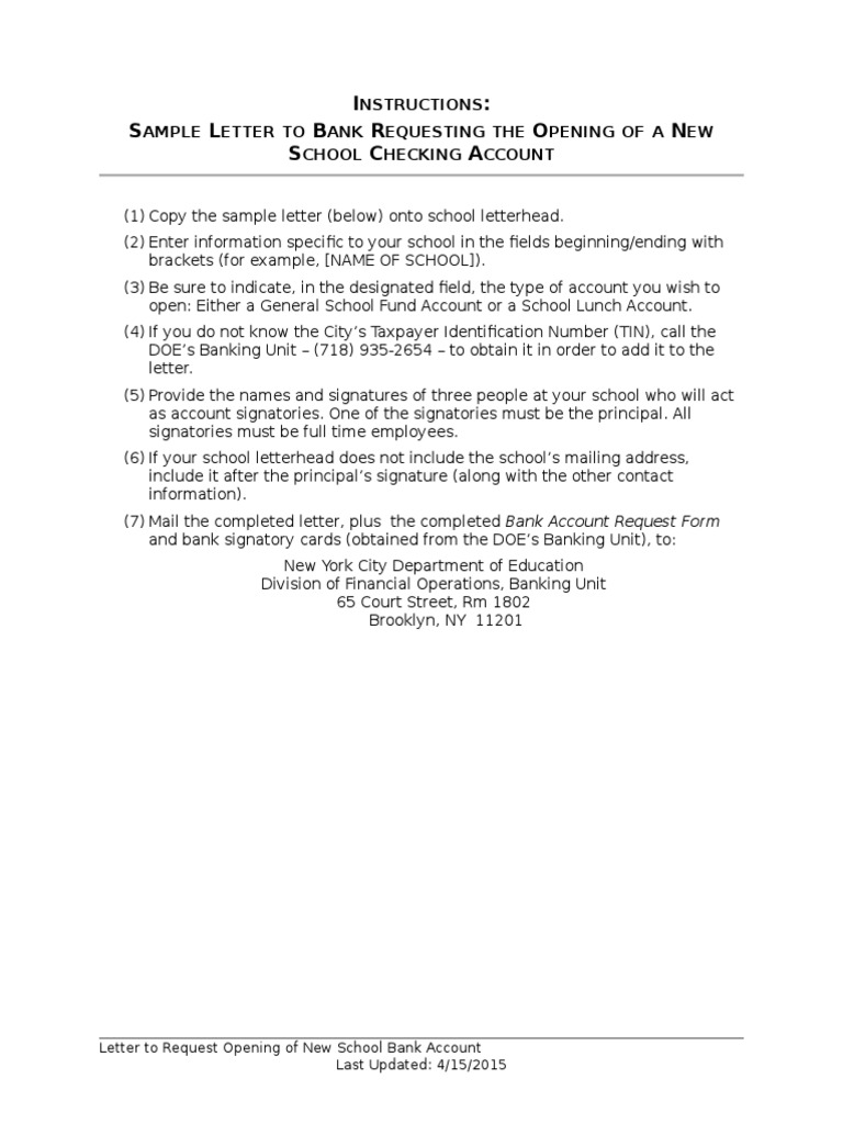 Sample Letter To Bank To Open New Account | PDF