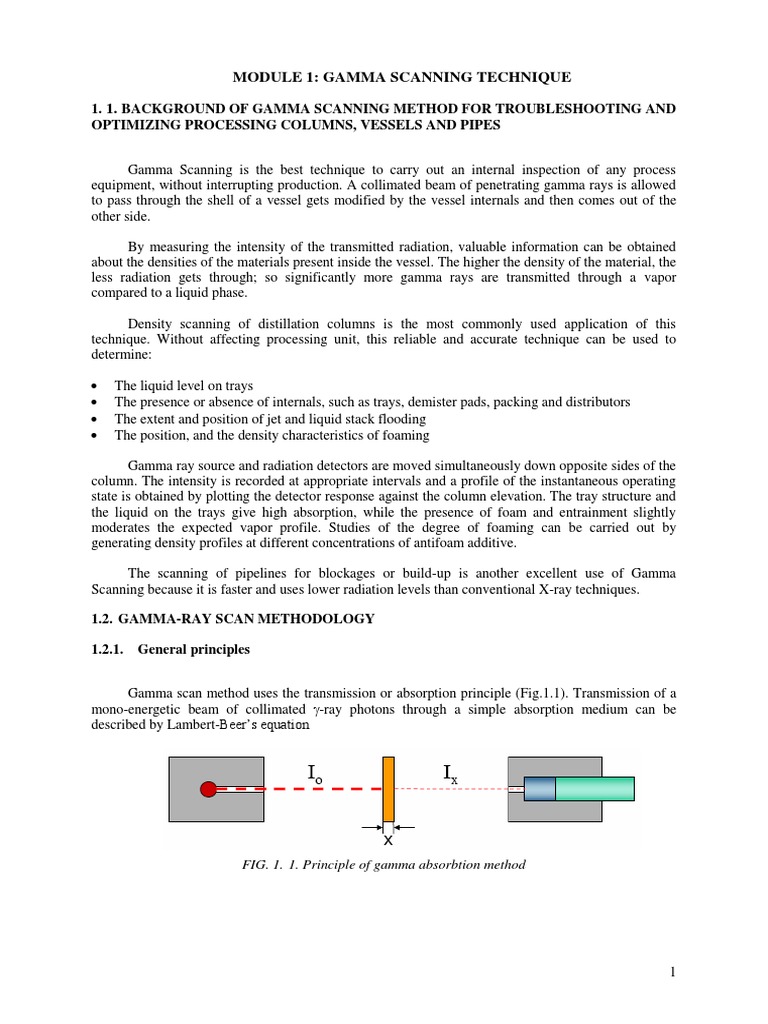 Gamma Scanning for Column Inspection | PDF | Gamma Ray | Distillation