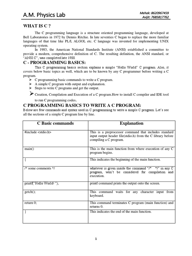 C Programming Study Material | PDF | C (Programming Language) | Control Flow