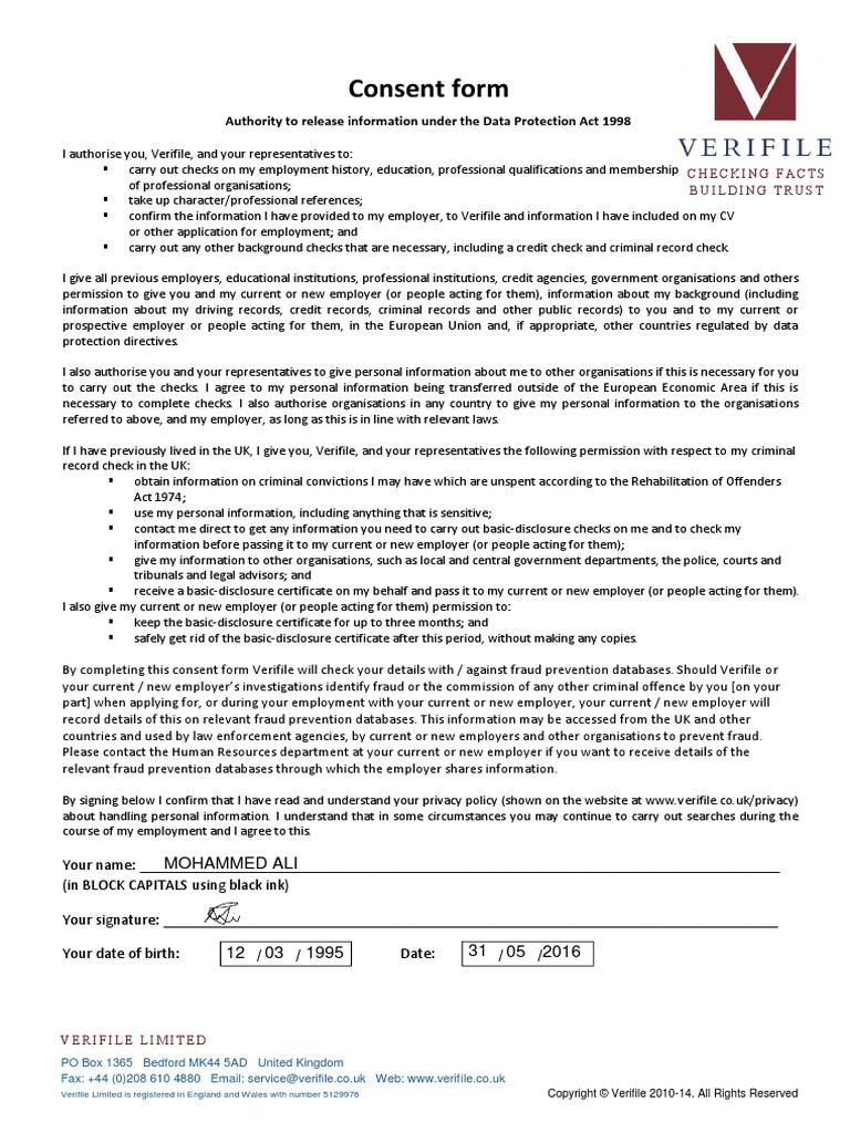 Metro Bank Consent Form Updated | Download Free PDF | Criminal Record ...