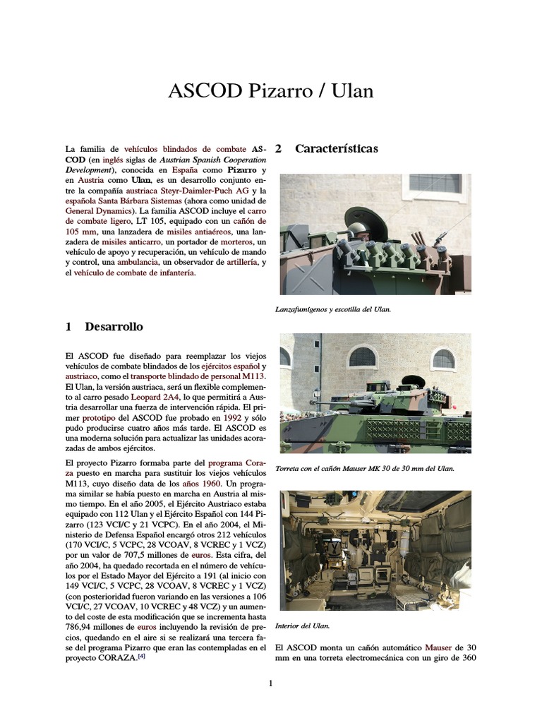 ASCOD Pizarro / Ulan | PDF | Equipamiento militar | Tecnología militar