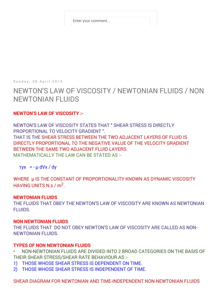 Newton's Law of Viscosity Short | PDF